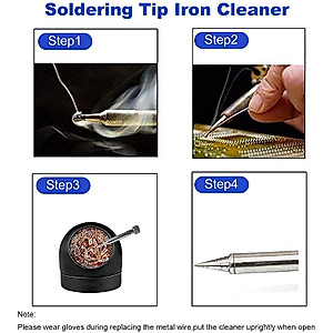 Generic Soldering Iron Tip Cleaner - Non-slip Solder Tip Cleaning Wire Ball & Base Holder Soft Coiled Brass Tip Cleaner Kit (No Water)