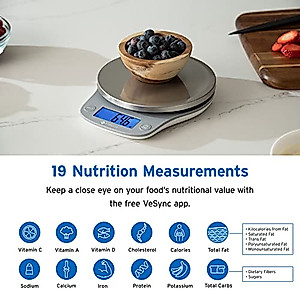 Etekcity Nutrition Smart Food Kitchen Scale, Digital Ounces and Grams for Cooking, Baking, Meal Prep, Dieting, and Weight Loss, 11 Pounds-Bluetooth, 304 Stainless Steel