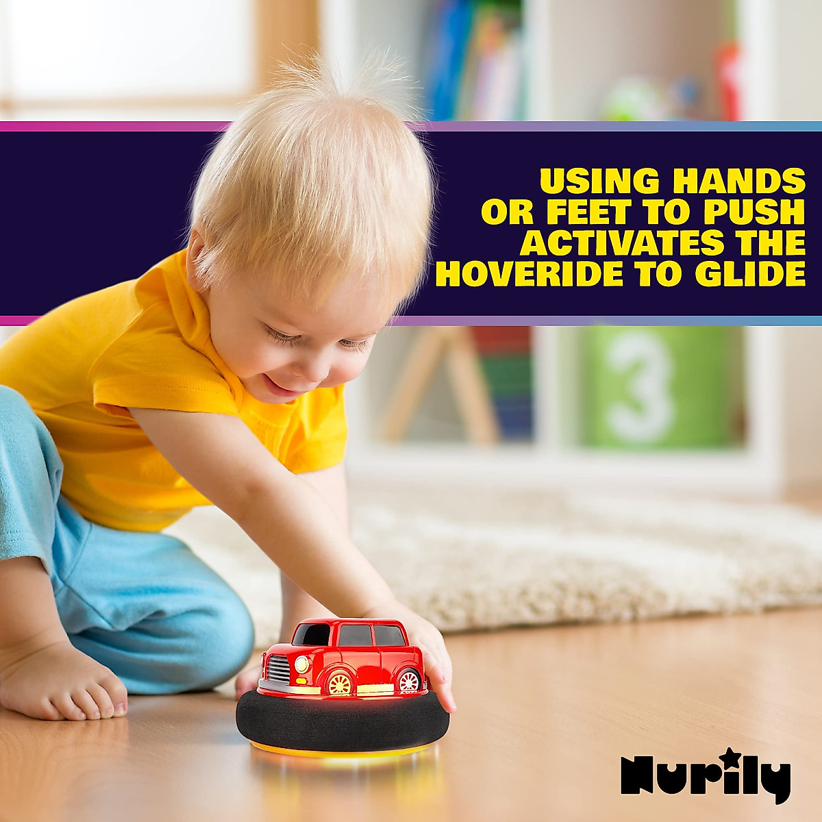 Nurily Air Gliding Toy Car for Boys - Red Cars Indoor Toys for Toddlers and Kids Ages 3 4 5 6 Year Old Boys, Unique Patented Design, Birthday Boy Gifts, Party Gift Ideas