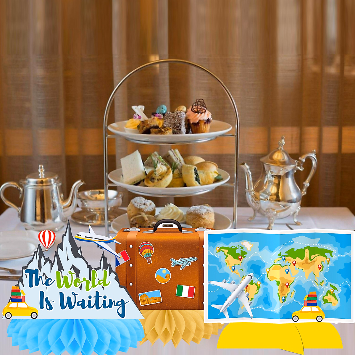 13pcs Travel Theme Party Decorations Let The Adventure Begin Table Honeycomb Centerpieces for Graduation Retirement Job Career Change Farewell Party Supplies