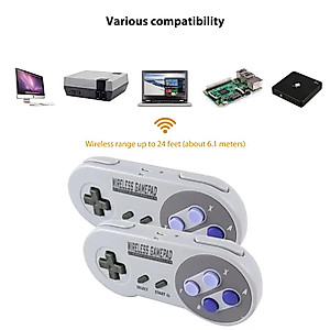 2X 2.4G Wireless Controllers for SNE-S Classic Mini Gamepad , Gamepad with USB Wireless Receiver for Switch,Windows,iOS,Liunx,Android Device,Plug & Play