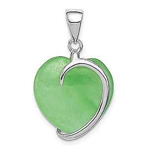 925 Sterling Silver Green Jade Heart Love Necklace Charm Pendant Only