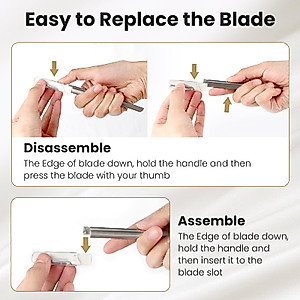 Dermaplaning Tool for Face Exfoliation, with 20 Replaceable Blades, Facial Shaver/Eyebrow Razor, Peach Fuzz Removal Eyebrow Shaper for Women, Easy to Use Dermaplaner Help Exfoliate and Smooth Skin