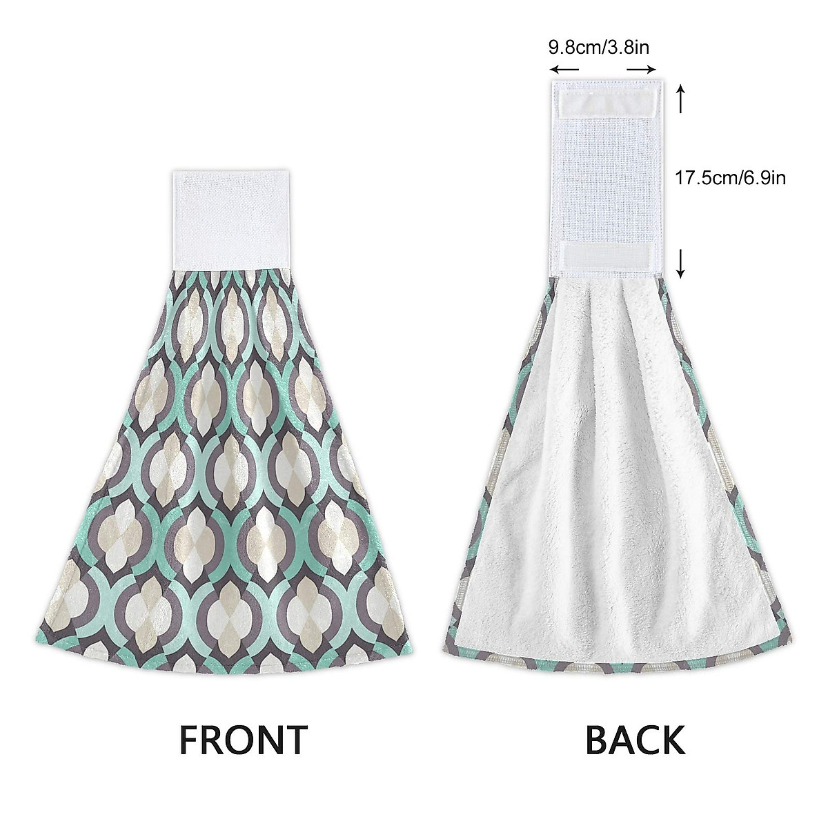 ALAZA 2 Pcs Kitchen Towel, Floral Moroccan Quatrefoil Absorbent Towel Hanging Towel Hand Towel