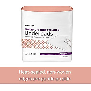 McKesson Maximum Breathable Underpads, Incontinence, Maximum Absorbency, 24 in x 36 in, 70 Count