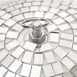 Boshen 10" Disco Mirror Ball with Hanging Ring Silver Party Disco Ball Light for Party Xmas DJ Stage Lighting Effect