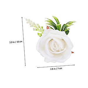 Garneck Wrist Flower Wedding Decor Wrist Corsage Bridesmaid Bracelets Corsage Wristlet Band Bridesmaid Wrist Chains Wrist Corsage Flowers Wedding Dress Plastic Decorative Flower White