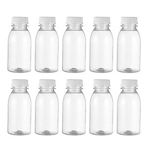 DOITOOL Plastic Juice Bottles with Caps - 15Pcs Reusable Juice Containers with Lids for Fridge - Clear Refillable Water Bottles Smoothie Bottle for Homemade Juices, Milk, Tea（100ml/3.4oz