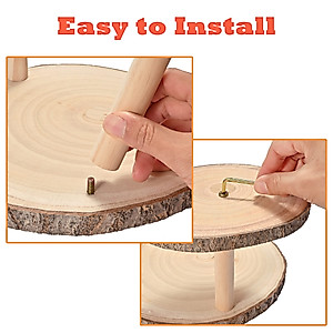 WILLOWDALE 3 Tier Cupcake Stand for 24 Cupcakes, Wood Cup Cake Tier Stand Farmhouse Tiered Tray Decor Set, Rustic Wedding Cake Stands for Dessert Table Display Set Wooden Serving Tray for Party