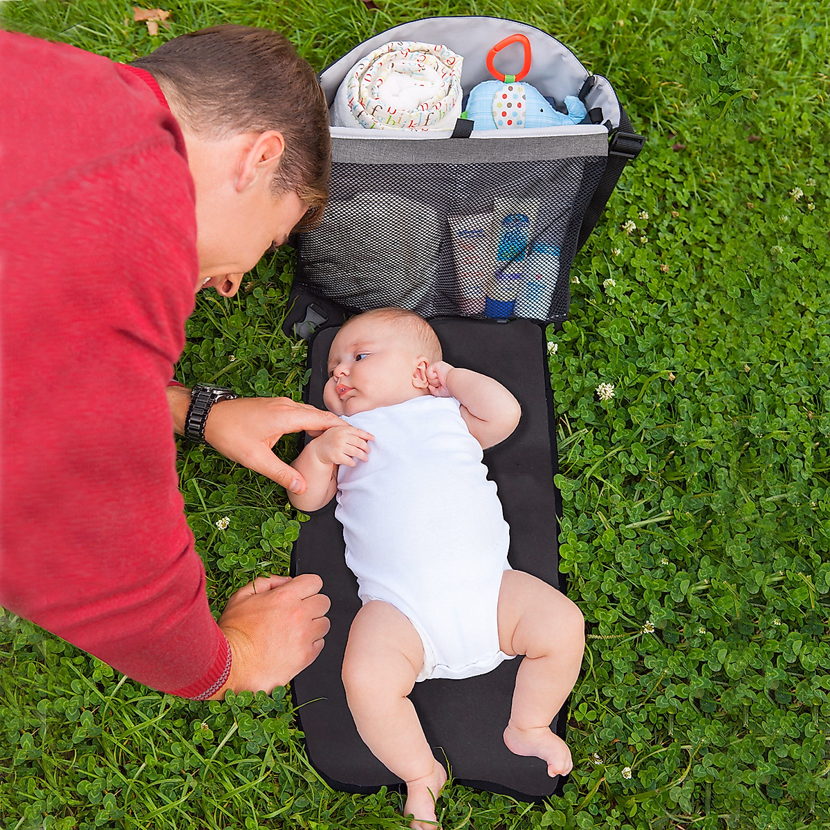 Skip Hop Baby All-in-One Swift Changing Station Messenger Diaper Bag, Heather Grey