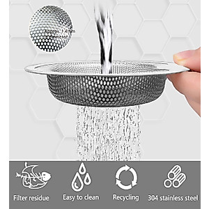 JATYP 2 Pack Kitchen Sink Strainer Stainless Steel with Upgraded Handle, Strainer for Most Sink Strainer Kitchen Drain,Anti-Clogging Drain Basket Collector