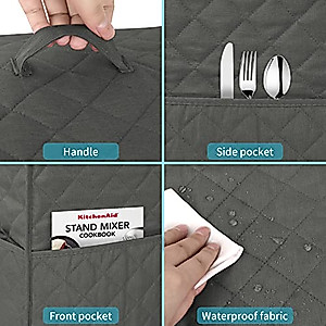 Kitchen Blender Dust Cover,Blender Covers Compatible with Ninja Foodi Blender,Blender Covers For kitchen Appliance Covers,Blender Cover with Accessory Pocket. (Grey)