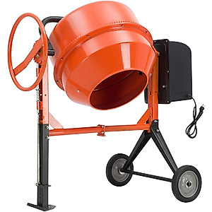 TABU 5 Cu Ft Electric Concrete Cement Mixer, 4/5HP Mortar Mixing for Stucco/Seeds, Portable Wheelbarrow Machine(Orange)