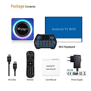 Android 13.0 TV Box 4GB 32GB X88 Pro 13 Android TV Box 2024 RK3528 8K Smart TV Box with WiFi 6 2.4G/5.8G USB 3.0 BT 5.0 HDR 10+ with Mini Backlit Keyboard