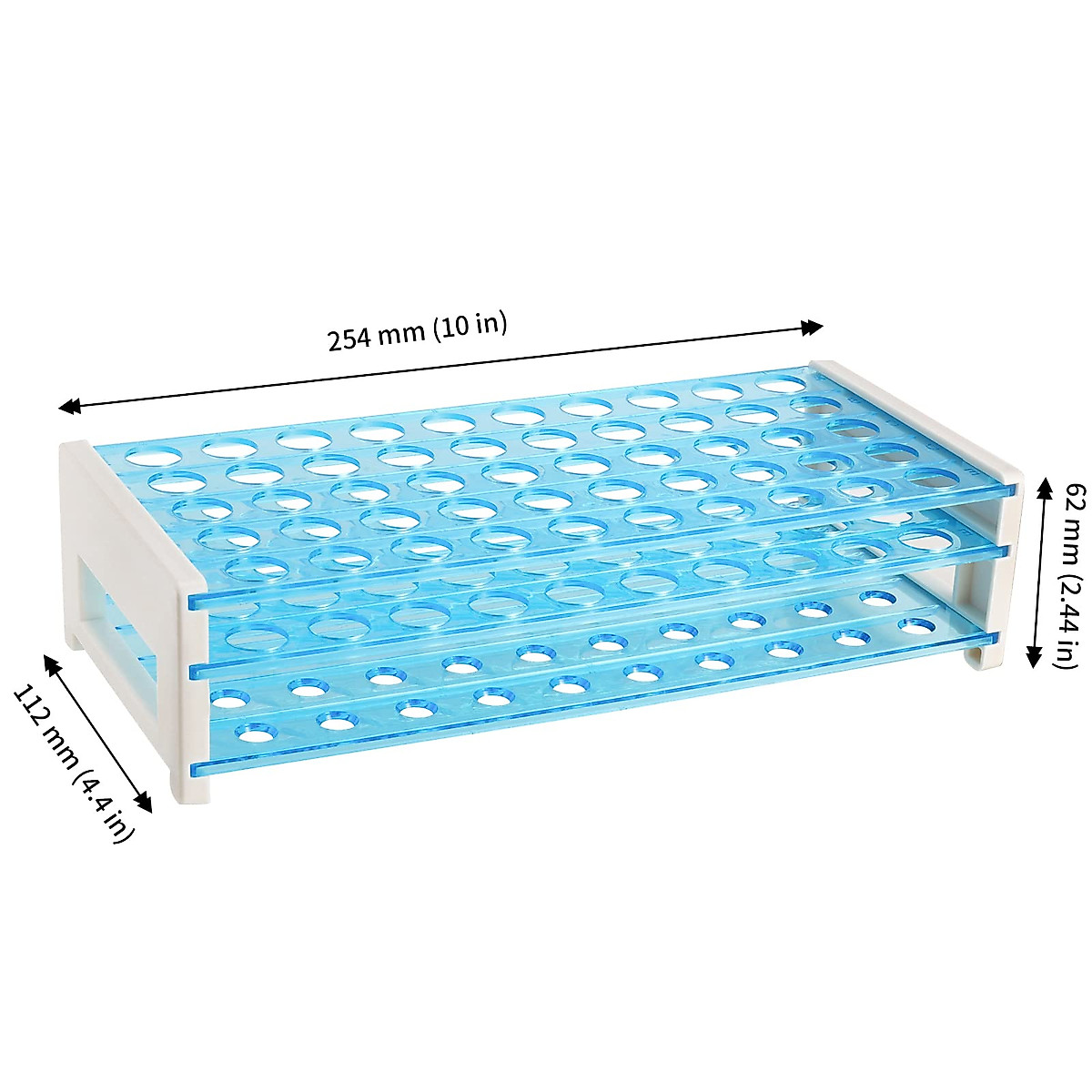 JAPCHET 6 Pack Plastic Test Tube Rack, 50 Holes Test Tube Rack Holder for 13/16mm Tubes, Detachable Stand Bracket Rack for Scientific Experiment, Party Favors, Decoration, Holds 50 Tubes, Blue
