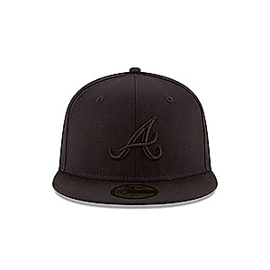 MLB Atlanta Braves Black on Black 59FIFTY Fitted Cap, 7 5/8