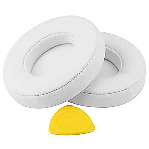 Geekria QuickFit Replacement Ear Pads for Beats Solo2.0 (B0534) On-Ear Headphones Earpads, Headset Ear Cushion Repair Parts (White)