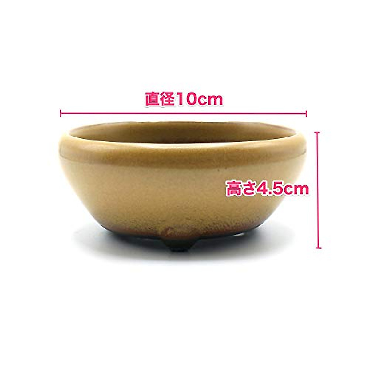 Bonsai Ceramic Pot Round Shape Three Legs Glazed (4, Ki-Yu)
