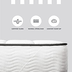Mellow 6 Inch Classic Bonnell Spring Mattress, Comfort Foam Top with Innerspring Base, CertiPUR-US Certified Foam, Twin