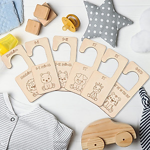 Focal20 12 Pcs Wooden Baby Closet Dividers for Clothes Organizer Animal Theme Baby Closet Size Dividers from Newborn to 4T Baby Clothes Hanger Dividers for Baby Girls Boys Gift Nursery Baby Shower