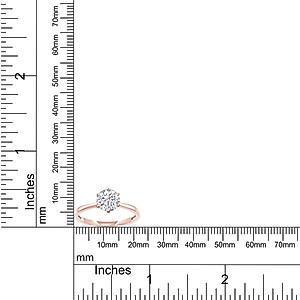 SAVEARTH DIAMONDS Moissanite Engagement Ring, 6.5MM 1ct Round Cut Lab Created Diamond Solitaire Wedding Promise Ring For Women In 14k Rose Gold Over Sterling Silver (VVS1 Clarity) Size-7.5