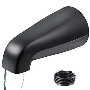 Dreyoo Universal Bath Tub Spout with Adapter Bathroom Bathtub Faucet Spout Without Diverter, Fits for 1/2'', 3/4'' IPS Inside Thread Connection and Tub/Shower Faucet Brands 5" Length(Matte Black)