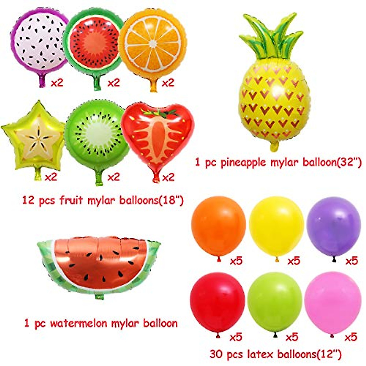 71 Packs Tutti Frutti Party Decorations Set Twotti Frutti Glitter Banner/Cake Topper Fruit Cupcake Toppers Mylar Balloons for Twotti Fruity Second Birthday Party