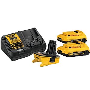 DEWALT 20V MAX Battery Adapter Kit, 18V to 20V, 2 Batteries and Charger Included (DCA2203C)