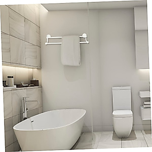 IMIKEYA 1 Pc Double Bar Towel Rack White to Rotate Hanging Rod Brass Household