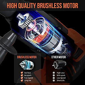 Cordless Rotary Hammer Drill, Bravolu Brushless 21V 1 Inch SDS Plus Hammer Drill with 2 x 1.5Ah Battery and 1/2" Drill Chuck, 2 Modes and Variable-Speed, 360° Adjustable Handle
