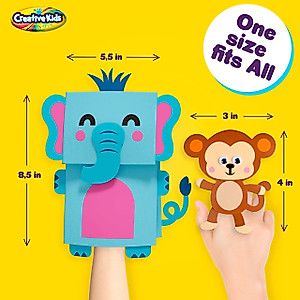 Creative Kids Make Your Own Hand Puppets for Kids with Animal Sounds - Musical Puppet Theater Making Kit of 3 Paper Bag Finger & 4 Hand Puppets - Arts & Crafts Kits Gifts for Kids Toddlers Ages 3+