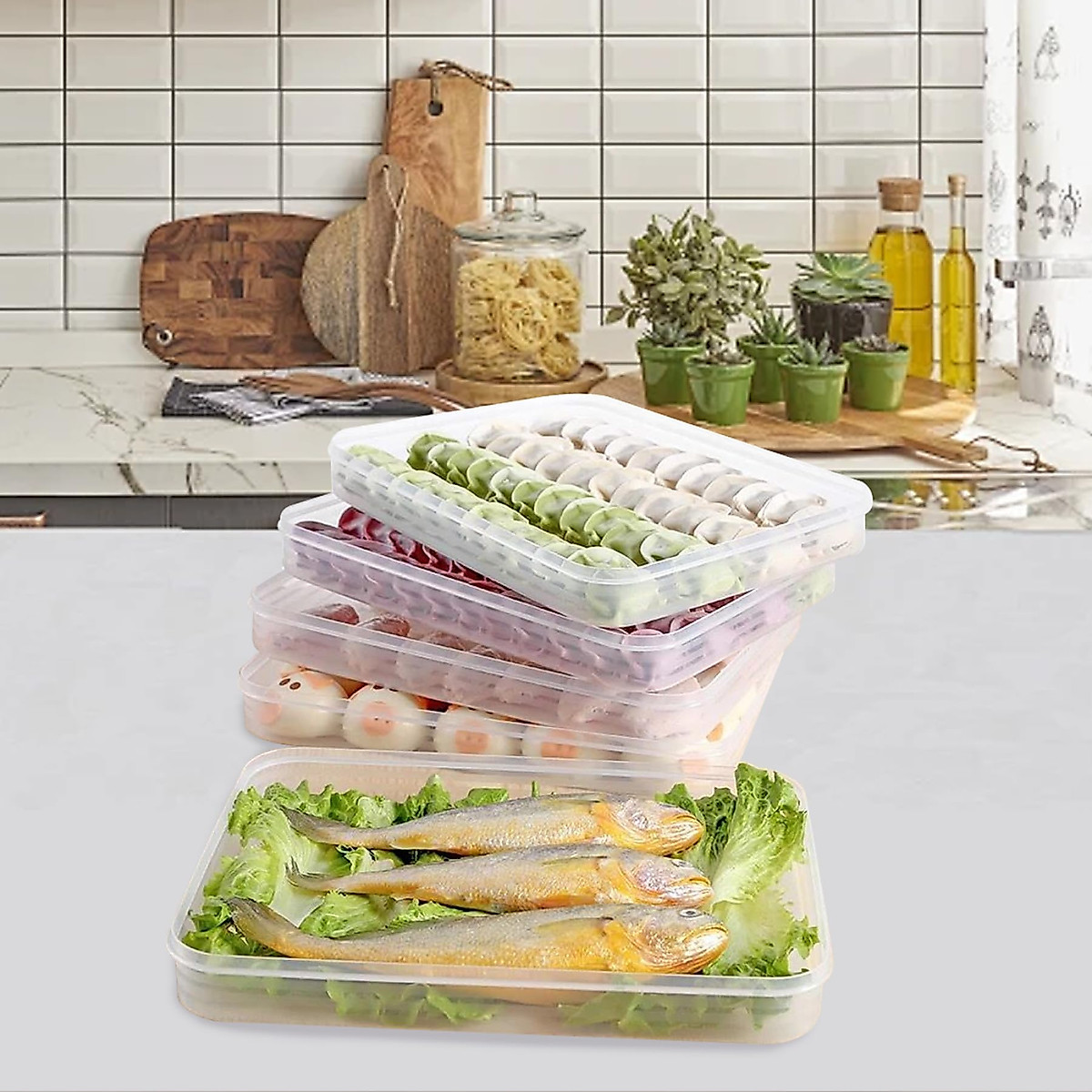 Snack Container Food Storage Container 3Pcs Dumpling Container Box Food Grade Plastic Snack Container Stackable Cookie Container with Lid Transparent Microwave Fridge Safe Storage Containers