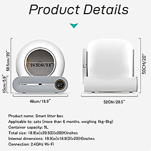 Cat Litter Box Self Cleaning, Automatic Cat Litter Cleaning Robot - Large 65L Space & Odor Removal - APP Control- for Multiple Cats