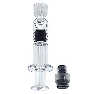 Fhis Dispensing Measurement Mark Tip for CBD Oils, EJuices, Liquids, Chemical (Gray Piston)1ml Luer Lock Syringe with Needle ReusablePack of 100 (19G)