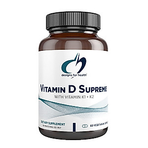 Designs for Health Vitamin D Supreme - Vitamin D 5000 IU with 2000mcg Vitamin K as MK4 for Bone Health, Heart Health & Immune Support - Vitamin D3 Enhanced with GG Supplement (60 Capsules)