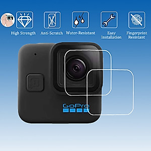 aMagisn Silicone Case Bag Screen Protector for GoPro HERO11 Black Mini Tempered Glass Film Cover Shield (1+2)