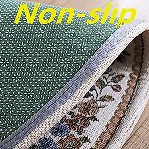 Ukeler Rustic Floral Rose Area Rugs Vintage Traditional Round Accent Floor Rugs 100% Machine Washable Shabby Country Style Carpet for Bedroom, 4'x4'