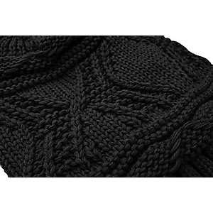 Lilax Knit Slouchy Oversized Soft Warm Winter Beanie Hat Black