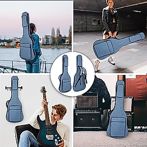 MUZTOP 39 Inch Electric Guitar Bag Soft Guitar Case, 11 MM Thick Padded Electric Guitar Gig Bag Waterproof Guitar Backpack with Pockets, Blue