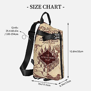 DRLAS Beige map Sling bag for Men Women Casual Crossbody Backpack Shoulder Bag Chest Bag Daypack for Outdoor Hiking Sports