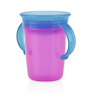 Nuby Plastic 1pk No Spill 2-Handle 360 Degree Wonder Cup - Colors May Vary, Red/Green/Pink/Aqua/Purple/Orange