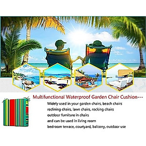 LFNOONE Outdoor Patio Chair Cushions 17"x17" Water-Resistant Garden Chair Cushions,Colorful High Density Sponge Filling Glider Lawn Seats mat,Set of 2,with 4 Rope Fixed Straps