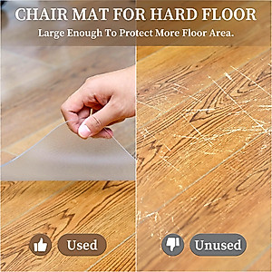 Naturei Large Chair Mat for Hard Floors, 46” x 60” Clear Floor Protector Mat, Easy Rolling Desk Chair Mats for Hardwood, Easy to Clean (Rectangle)