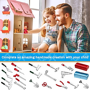Aoriher 23 Pieces 1:12 Miniature Dollhouse Tools Dollhouse Metal Repair Tool Miniature Scene Model Work Tools with 2 Tin Boxes for Dollhouse Decoration Child Pretend Toy DIY Crafts Ornament