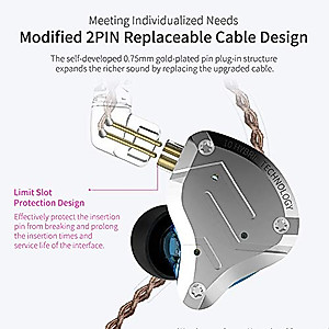 KZ ZS10 Pro in Ear Monitor Earbuds Headphone, HiFi KZ Earphone with 4BA and 1DD Drivers, KZ Upgraded ZS10 Pro with Detachable 0.75mm 2 Pin 6N OFC Cable (Black No Mic)……