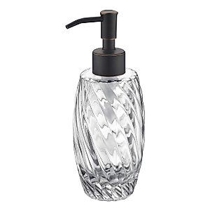 Delle Rosa Countertop Glass Soap Dispenser Oil Rubbed Bronze Clear Glass Bottle Dispenser for Kitchen, Bathroom Essential Oils, Lotions, Liquid Soaps