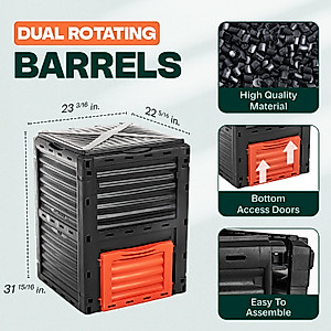 Idzo Garden Compost Bin Outdoor 80Gallon, Outdoor Composter Bin with Large Capacity & Easy Assembling, Quick Composting, Space-Saving