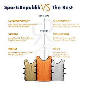 SportsRepublik Pinnies Scrimmage Vests for Kids, Youth and Adults (12-Pack) - Soccer Pennies