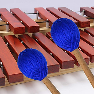 Yolyoo Medium Hard Yarn Head Keyboard Marimba Mallets with Maple Handles,Pack of 2 Blue (Blue)
