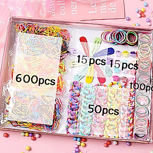 786 pcs Colorful Hair Clips, Ties, Ponytail Holders, Rubber Bands for Girls and Toddlers Hair Accessories Set